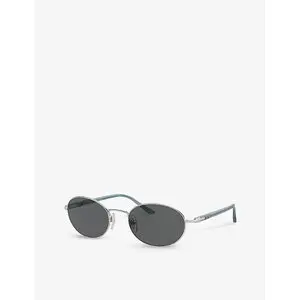 Persol Po1018s Ida Round Frame Metal Sunglasses - Silver