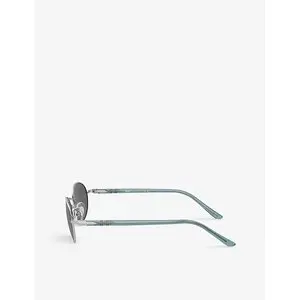Persol Po1018s Ida Round Frame Metal Sunglasses - Silver