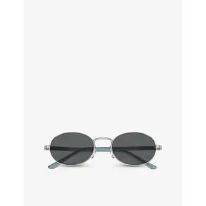Persol Po1018s Ida Round Frame Metal Sunglasses - Silver
