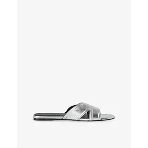 Zadig&Voltaire Azora Metallic-leather Mules - Silver