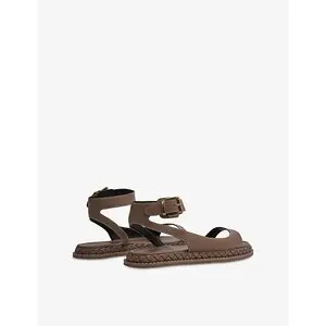 REISS Gabi Plait-detail Leather Sandals
