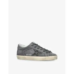 GOLDEN GOOSE Superstar Suede Trainers With Glitter Star - Grey/dark