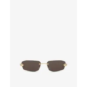 Cartier Panthère Rectangle Metal Sunglasses - Gold