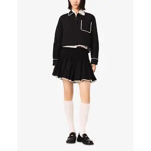 Maje Woven Mini Skirt With Embellished Trim
