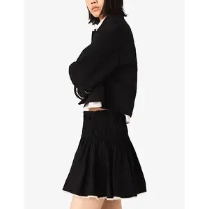 Maje Woven Mini Skirt With Embellished Trim