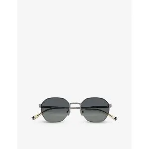 Brunello Cucinelli Irregular-frame Titanium Sunglasses - Grey