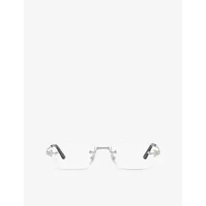 Cartier Rectangle-frame Metal Optical Glasses - Silver