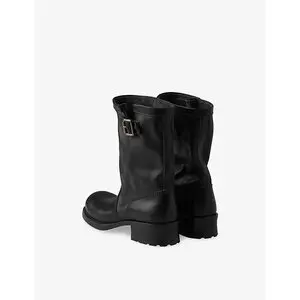 Prada Logo-embellished Leather Biker Boots