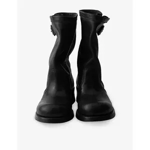 Prada Logo-embellished Leather Biker Boots