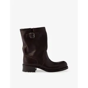 Prada Logo-embellished Leather Biker Boots