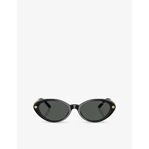 Versace Ve4469 Oval-frame Acetate Sunglasses - Black