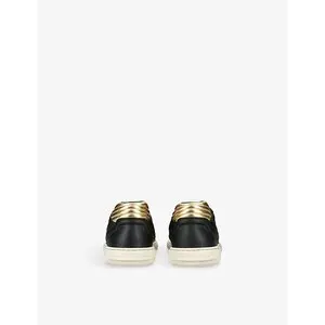 Versace Logo-plaque Leather Trainers - Black