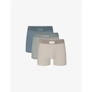 SKIMS Branded-waistband 3in Pack Of Three Stretch-cotton Boxer Briefs Xl Stone Multi