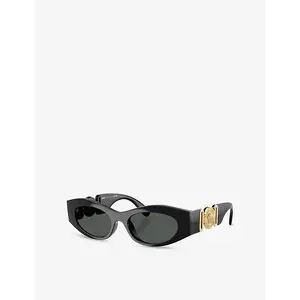Versace Ve4480u Oval-frame Sunglasses - Black