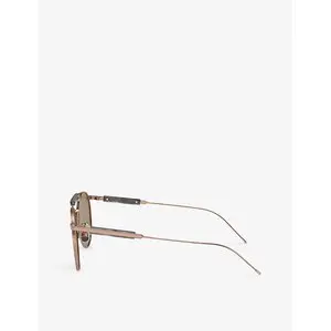 Brunello Cucinelli Phantos-frame Titanium Sunglasses - Gold