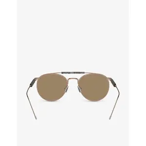 Brunello Cucinelli Phantos-frame Titanium Sunglasses - Gold