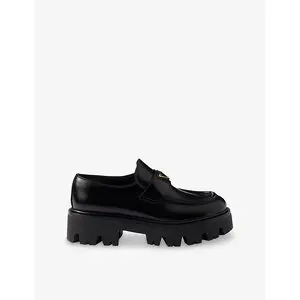 Prada Brand-plaque Leather Loafers - Black