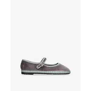 FLABELUS Sampson Velvet Ballet Flats - Grey