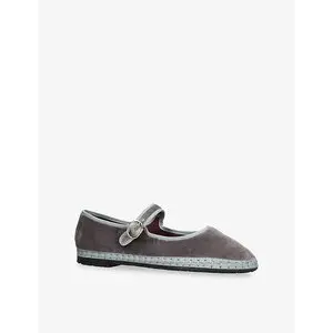 FLABELUS Sampson Velvet Ballet Flats - Grey