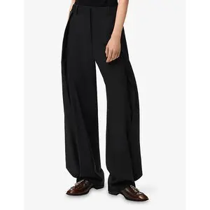Loewe Layered-panel Wide-leg High-rise Wool-blend Trousers