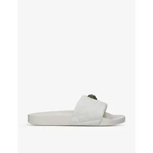 Kurt Geiger Meena Eagle Embellished Quilted Sliders - Bone