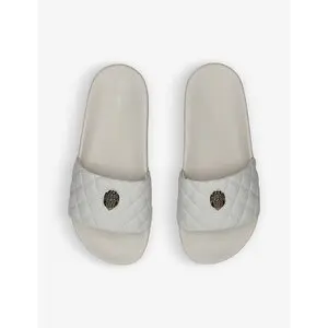 Kurt Geiger Meena Eagle Embellished Quilted Sliders - Bone