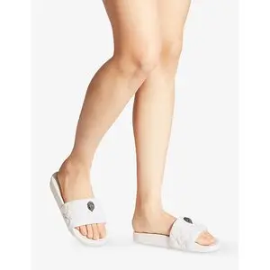 Kurt Geiger Meena Eagle Embellished Quilted Sliders - Bone
