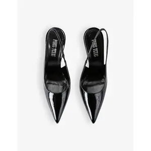 Paris Texas Lidia Sling-back Pointed-toe Leather Heels - Black