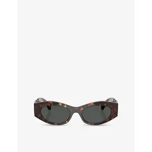 Versace Oval-frame Tortoiseshell Acetate Sunglasses - Brown