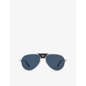 Cartier Polarized Pilot-frame Sunglasses - Silver