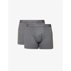 Falke Tonal Waistband Pack Of Two Stretch-cotton Boxers - Dark Grey