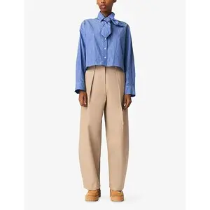 Maje Striped Rhinestone Embellished Cotton Shirt