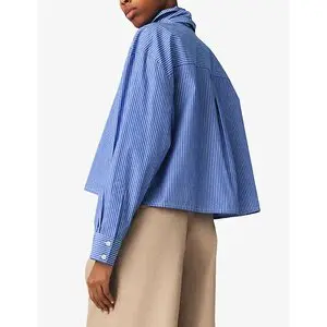 Maje Striped Rhinestone Embellished Cotton Shirt