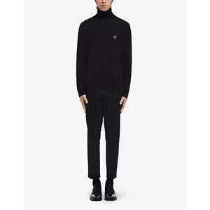 Prada Logo-print Turtleneck Wool Jumper - Black