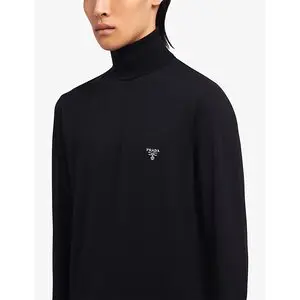Prada Logo-print Turtleneck Wool Jumper - Black