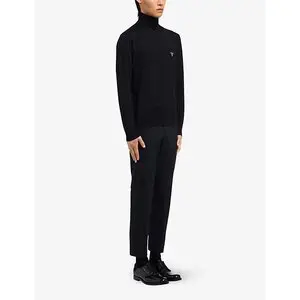 Prada Logo-print Turtleneck Wool Jumper - Black
