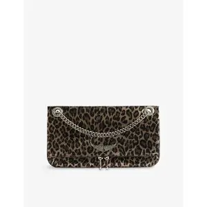 Zadig&Voltaire Rock Ii Metal Leopard Leather Clutch Bag - Silver