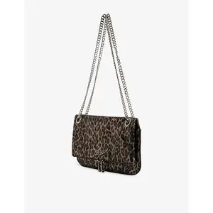 Zadig&Voltaire Rock Ii Metal Leopard Leather Clutch Bag - Silver