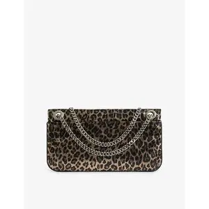 Zadig&Voltaire Rock Ii Metal Leopard Leather Clutch Bag - Silver
