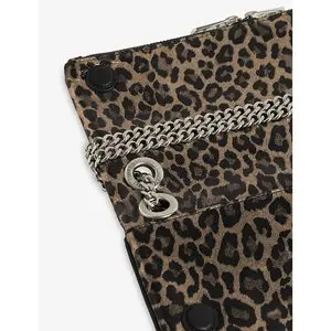 Zadig&Voltaire Rock Ii Metal Leopard Leather Clutch Bag - Silver