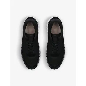 Chloé Nama Embroidered Suede And Mesh Trainers - Black