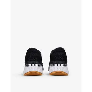 Chloé Nama Embroidered Suede And Mesh Trainers - Black