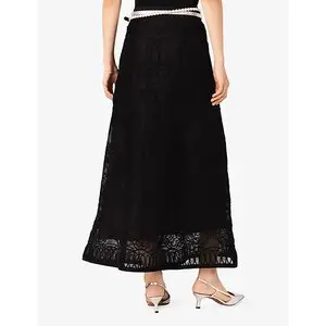 Maje Floral-embroidered Woven Maxi Skirt
