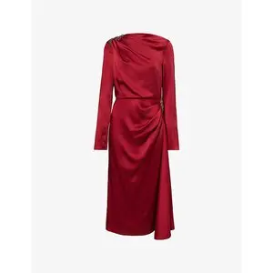 Erdem Embellished Draped Woven Midi Dress