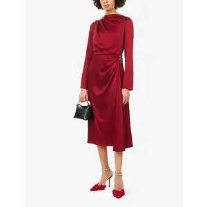 Erdem Embellished Draped Woven Midi Dress