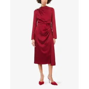 Erdem Embellished Draped Woven Midi Dress