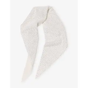 Maje Rhinestone-embellished Triangle Wool Scarf - Ecru