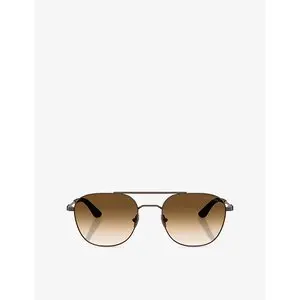 Giorgio Armani Pillow-frame Metal Sunglasses - Brown