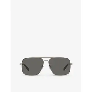 Gucci Rectangle-frame Metal Sunglasses - Silver