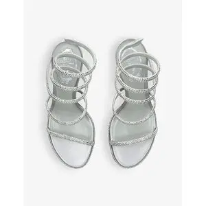 Rene Caovilla Cleo Embellished Satin Heeled Sandals